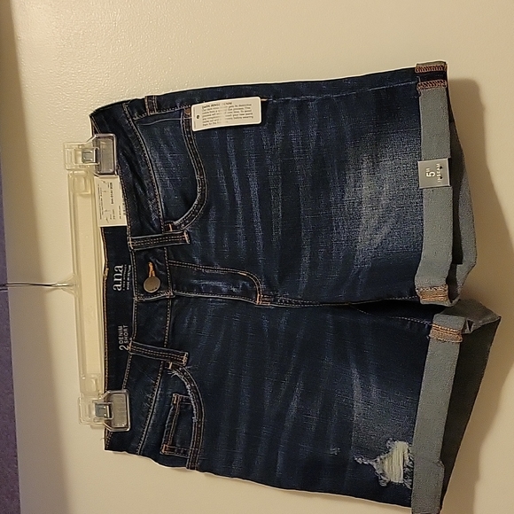 a.n.a | Shorts | Nwt Ana Dark Rinse Distressed Denim Midi Shorts | Poshmark